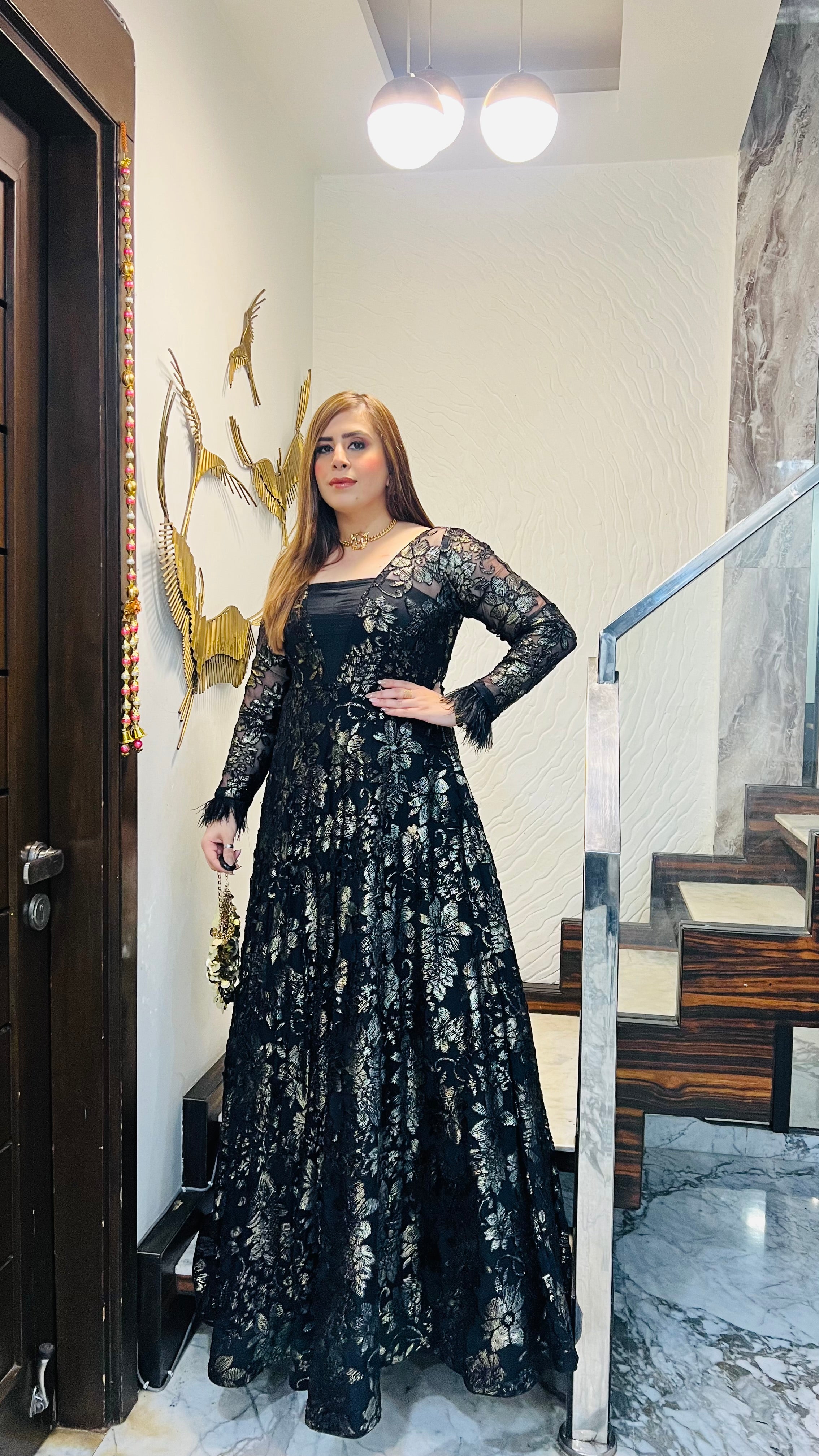 Black Bougainvillea Gown – Lakhina Couture