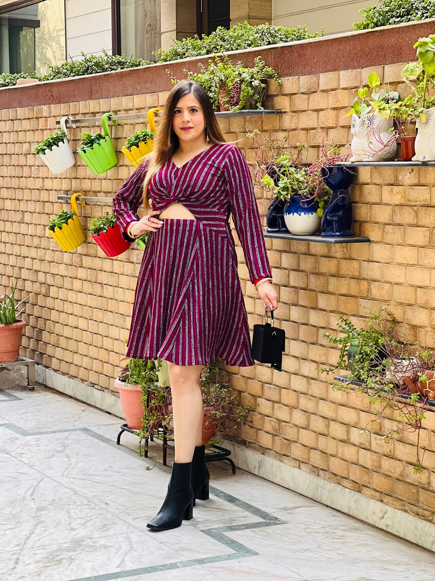 Wine Shimmer Dress – Lakhina Couture