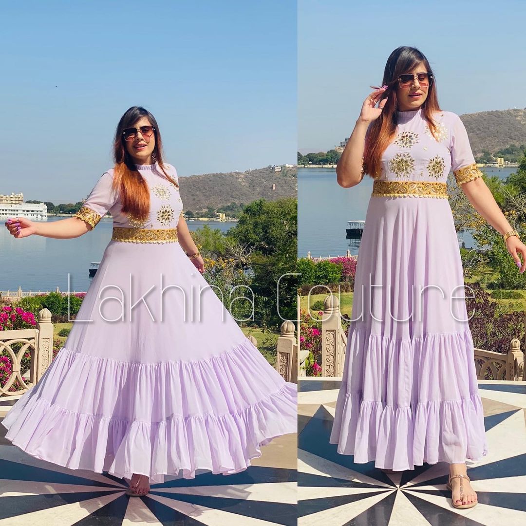 Lilac Ethnic Maxi – Lakhina Couture