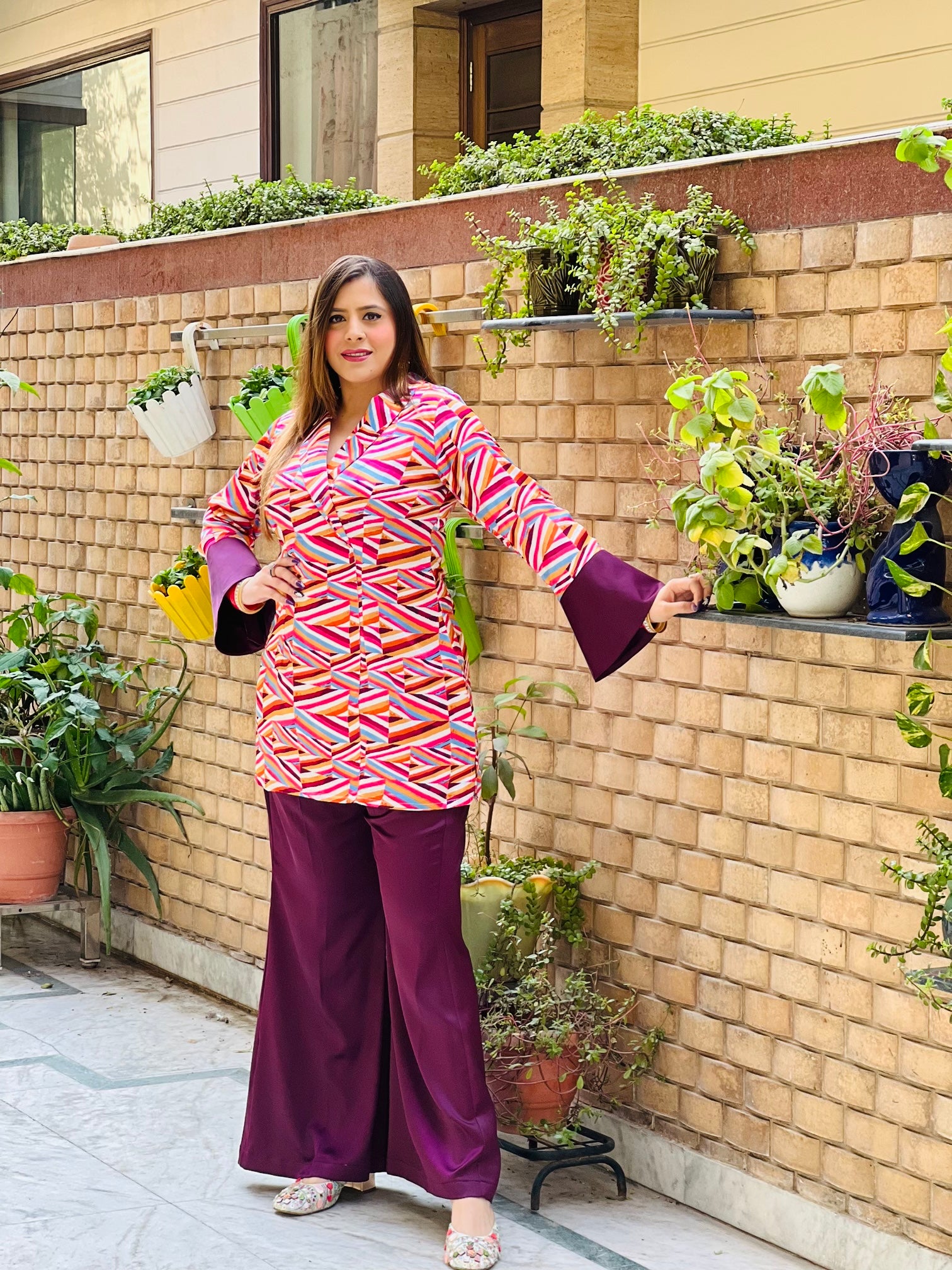Geometric Satin Co-Ord – Lakhina Couture